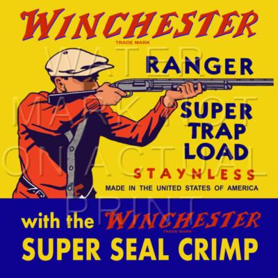 Reproduction Vintage Winchester Ranger Shotgun Shell Box Label Canvas ...