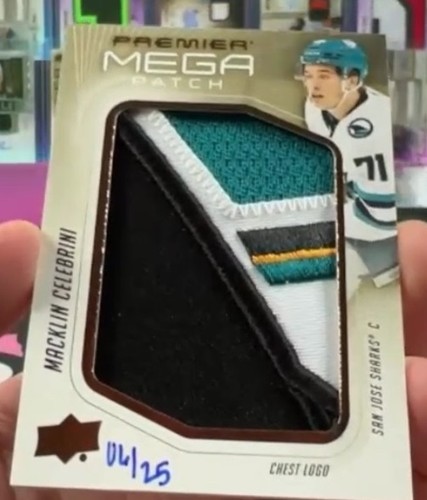 Macklin Celebrini 2024-25 Premier Mega PATCH /25 SP Chest Patch SSP ...