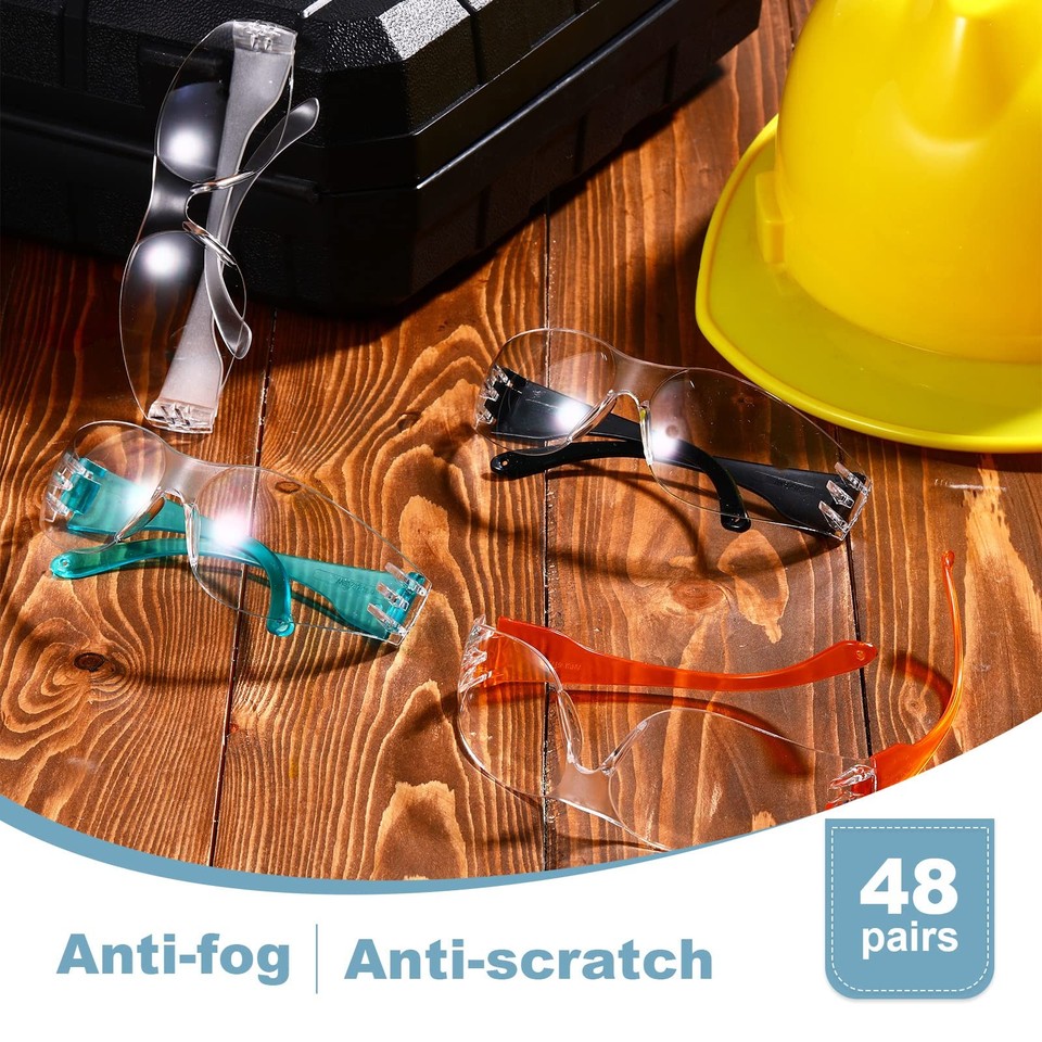 48 Pairs Clear Safety Glasses Bulk for Women Men Anti Fog Safety ...