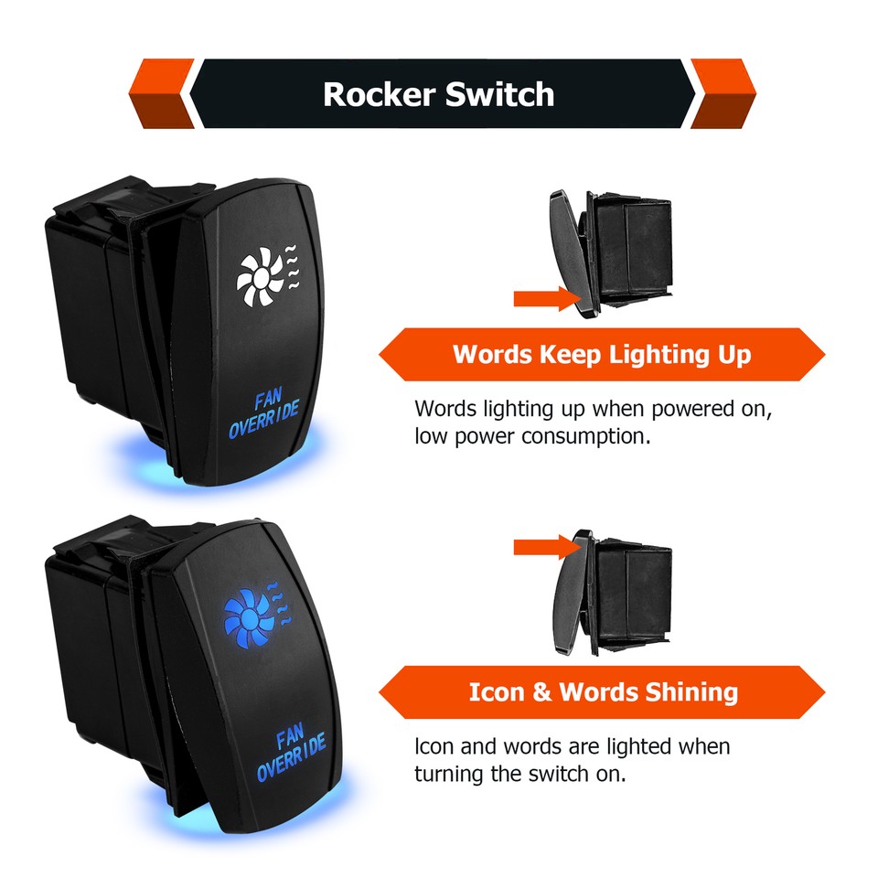 Fan Override Over Ride Rocker Switch kit for Polaris Ranger RZR 800 ...
