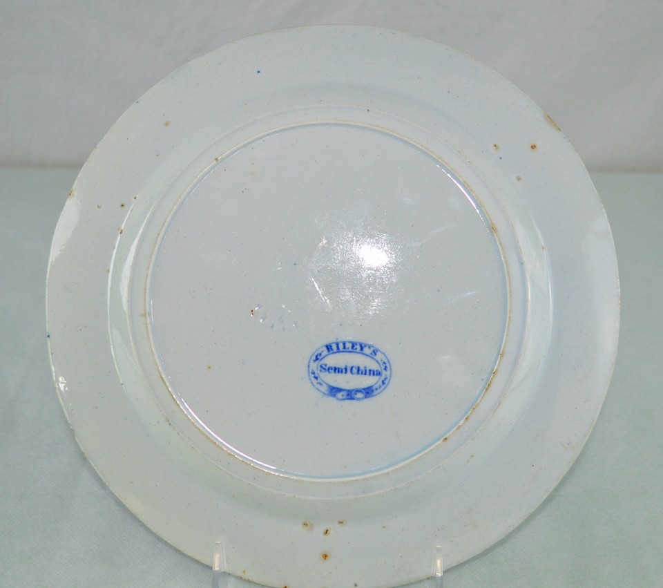 English Plate Blue & White Transferware Riley's 10" Country Scene ...