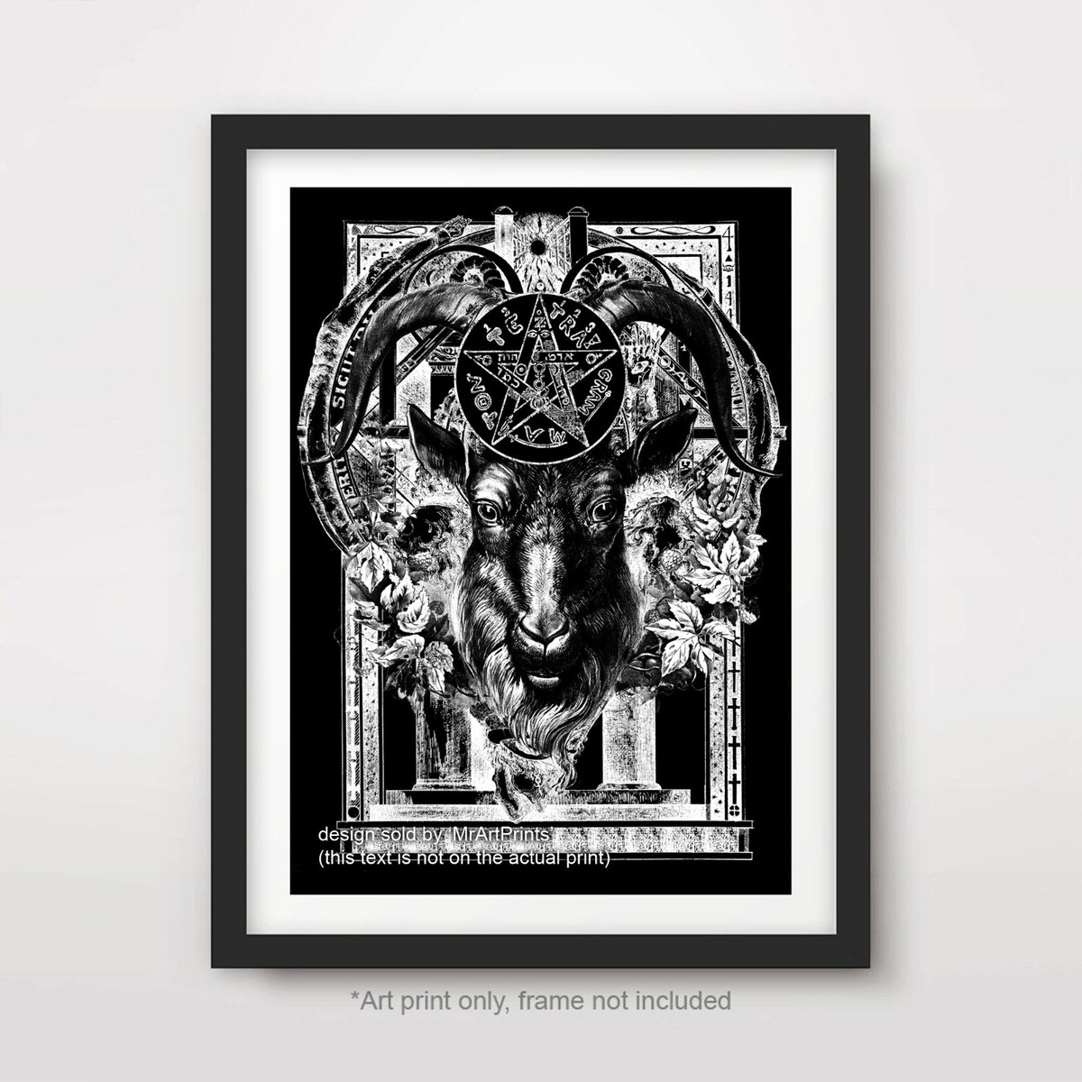 Satanic Goat Art Poster Concept Art Illustration Of Baphomet Satanic