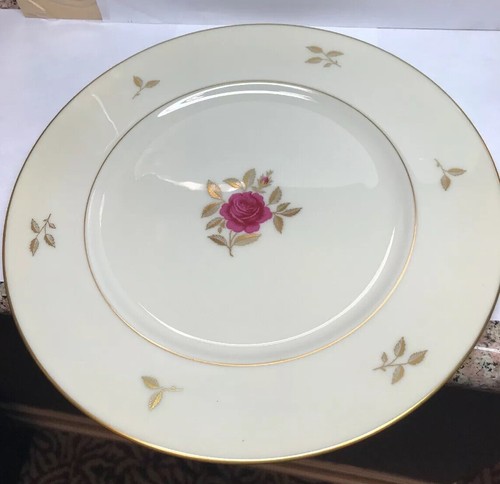 Lenox China Rhodora Pattern Rose Design Gold Linen 10-3/8" Dinner Plate ...