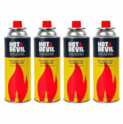 Hot Devil Butane Gas Cylinders Purified 220g 4 Pack Bayonet Fitting ...