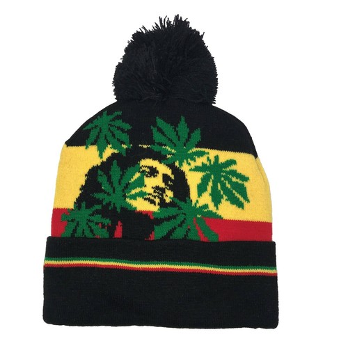 Pot Weed Marijuna Black Green Tassel Rasta Pom Beanie Stocking Watch ...