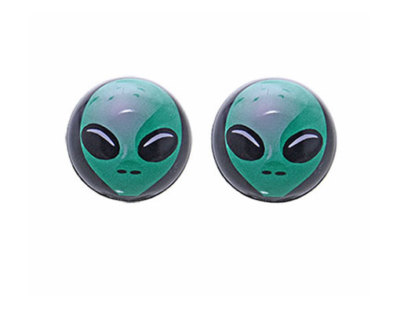 Pair Valve Caps ALIEN Schrader Bikes Cars Trucks New! | eBay