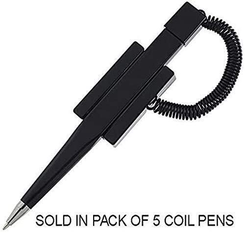 5 Pack Counter Coil Corded Wedgy Pen with Adhesive Backing Great for ...
