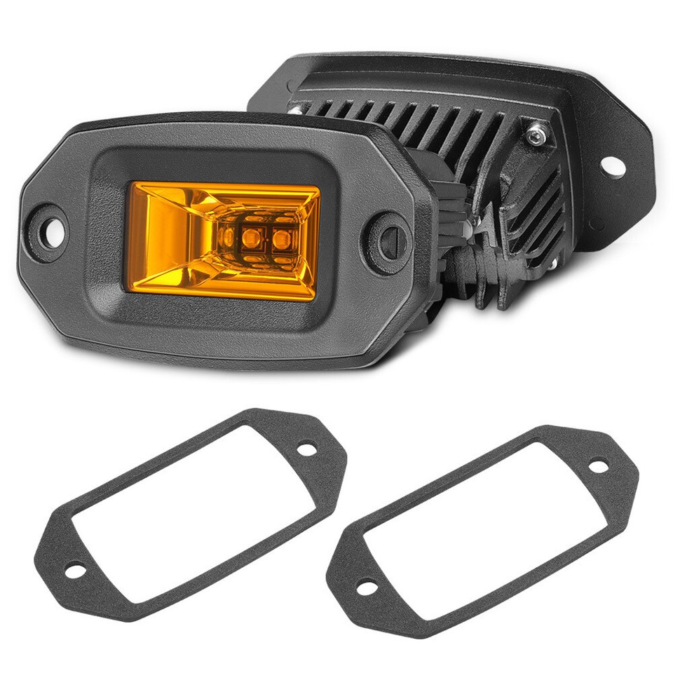 2x3/4" Amber Flush Mount LED Work Light Bar Flood Cube Pods Driving Off ...