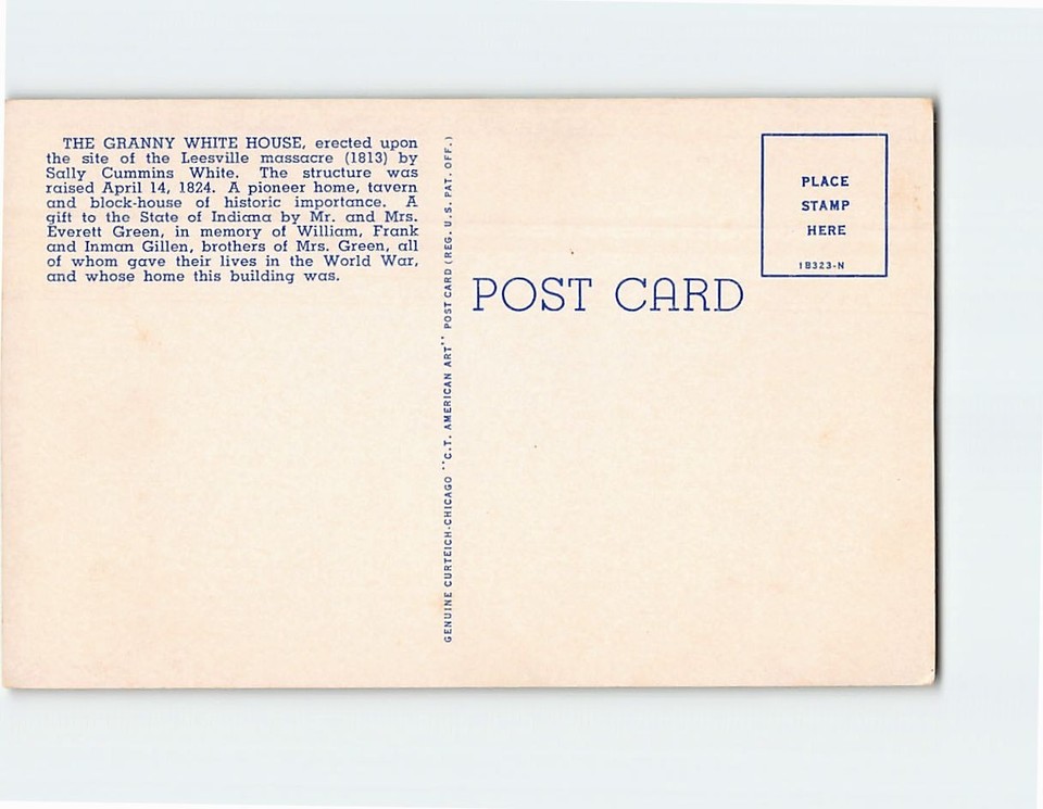 Postcard The Granny White House, Spring Mill State Park, Mitchell ...