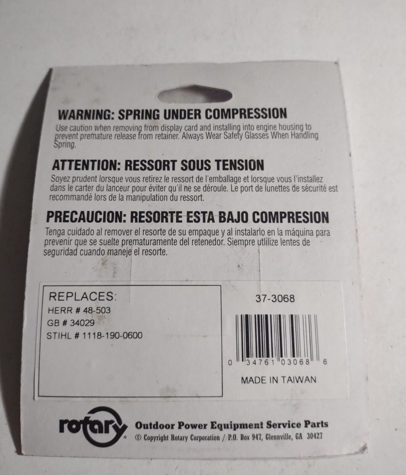 3068 Rotary Starter Rewind Spring Fits Stihl 026 028 032 034 - 1118 190 ...