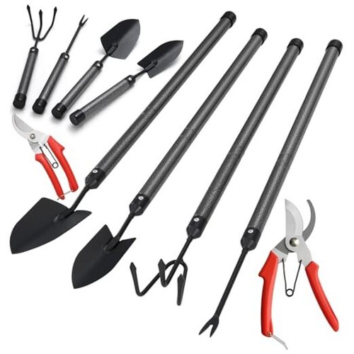 Garden Tools Set with Extension Handles, 5 Piece Thick Gardening Hand ...