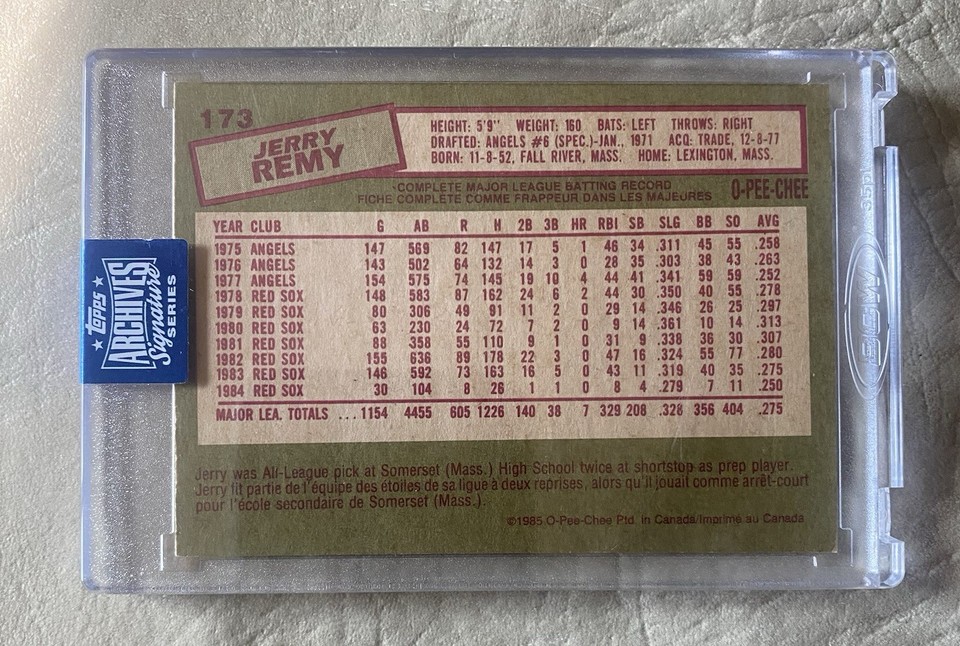 Jerry Remy 2020 Topps Archives Signature Series 1985 O-Pee-Chee Auto 13 ...
