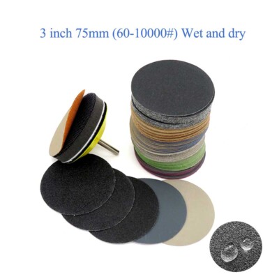 75mm Wet And Dry Sanding Discs 3inch Sandpaper Pads Hook & Loop 60 ...