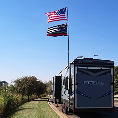 The Traveler Two Flag RV Ladder Flag Pole Kit. Includes Two Beautiful 3 ...