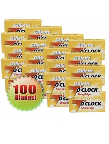 100 Gillete 7 O'Clock Yellow Sharp Edge Double Edge Safety Razor Blades ...