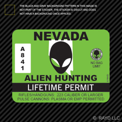 Nevada Alien Hunting Permit Sticker Decal Self Adhesive Vinyl UFO NV | eBay