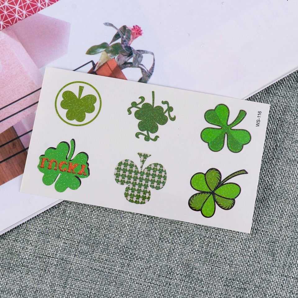 10 Sheets Four-leaf Pattern Stickers Temporary Shamrock Craft Supplies ...