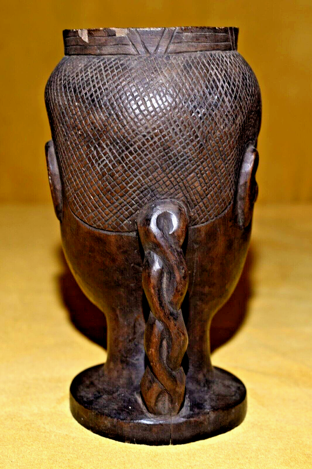 Antique Kuba Tribe Hand Carved Mbwoongntey Wooden Palm Wine Cup Congo ...