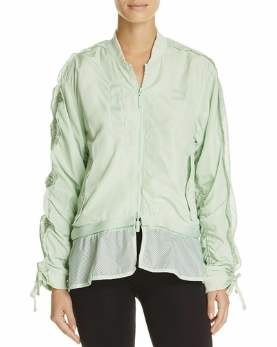 Puma Women's XTREME Ruffled Bomber Jacket~Running Training~Spray Green ...