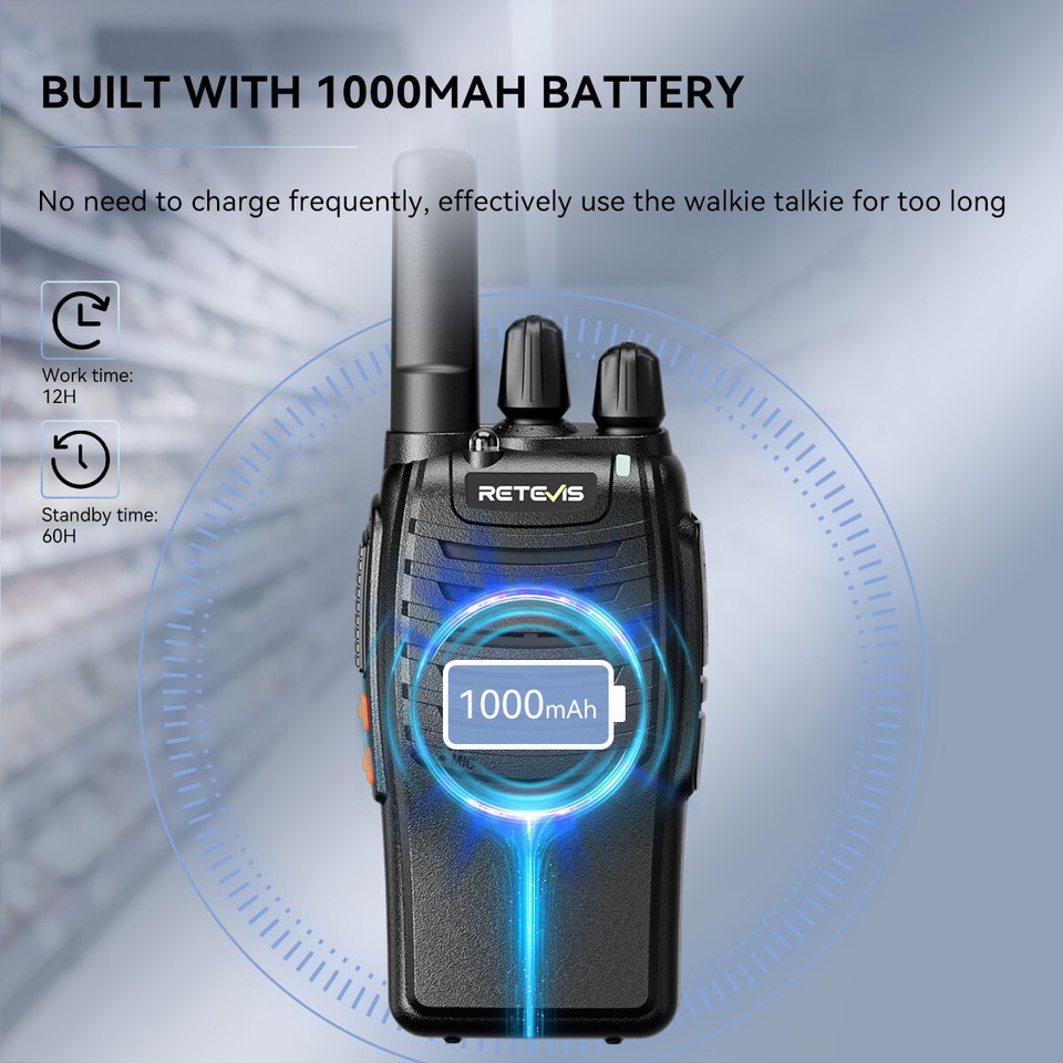 Retevis H777 Walkie Talkies Long Range 2W Rechargeable FRS Two Way ...