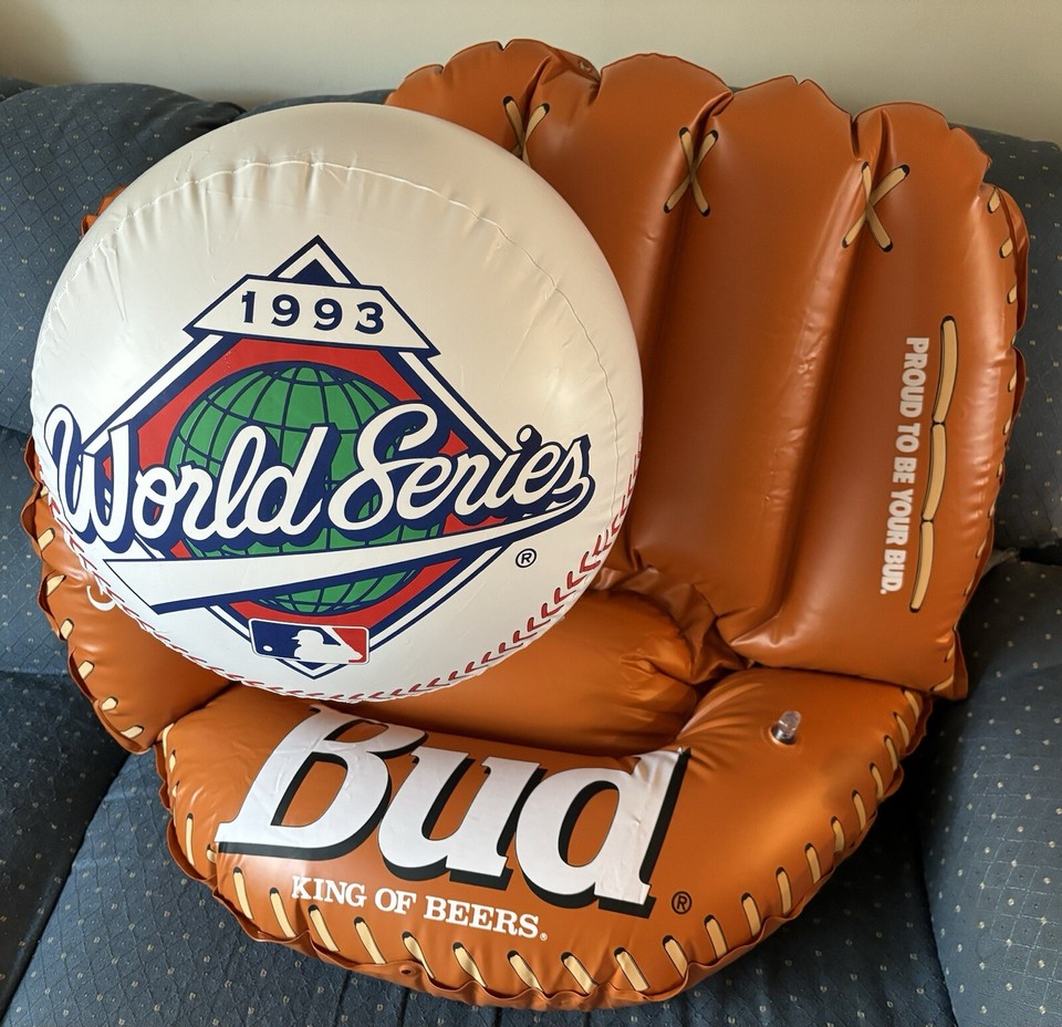 Vintage Budweiser Inflatable Glove & 1993 World Series Baseball 3 Ft. x ...
