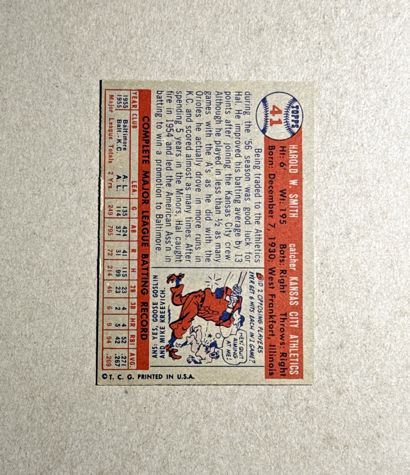 1957 Topps #41 Hal W. Smith Vintage Baseball Card EX+ | eBay