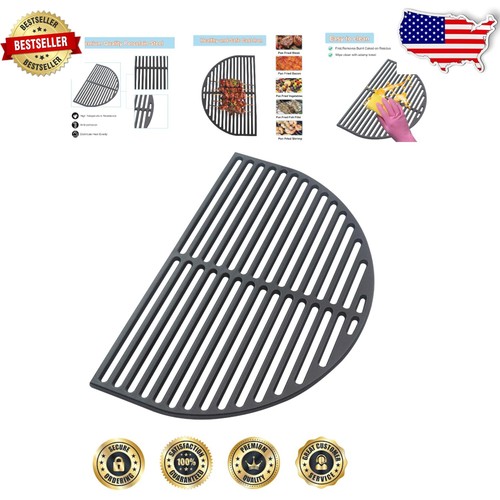 Non-Stick Half-Moon Cast Iron Grill Grate for Easy Cleaning and Searing ...