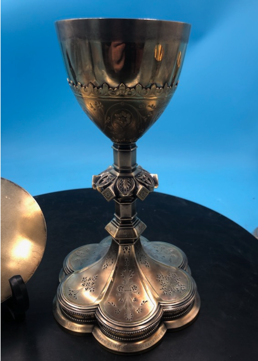 Traditional All French Silver Catholic Churc Chalice & Paten Set, 10 ...