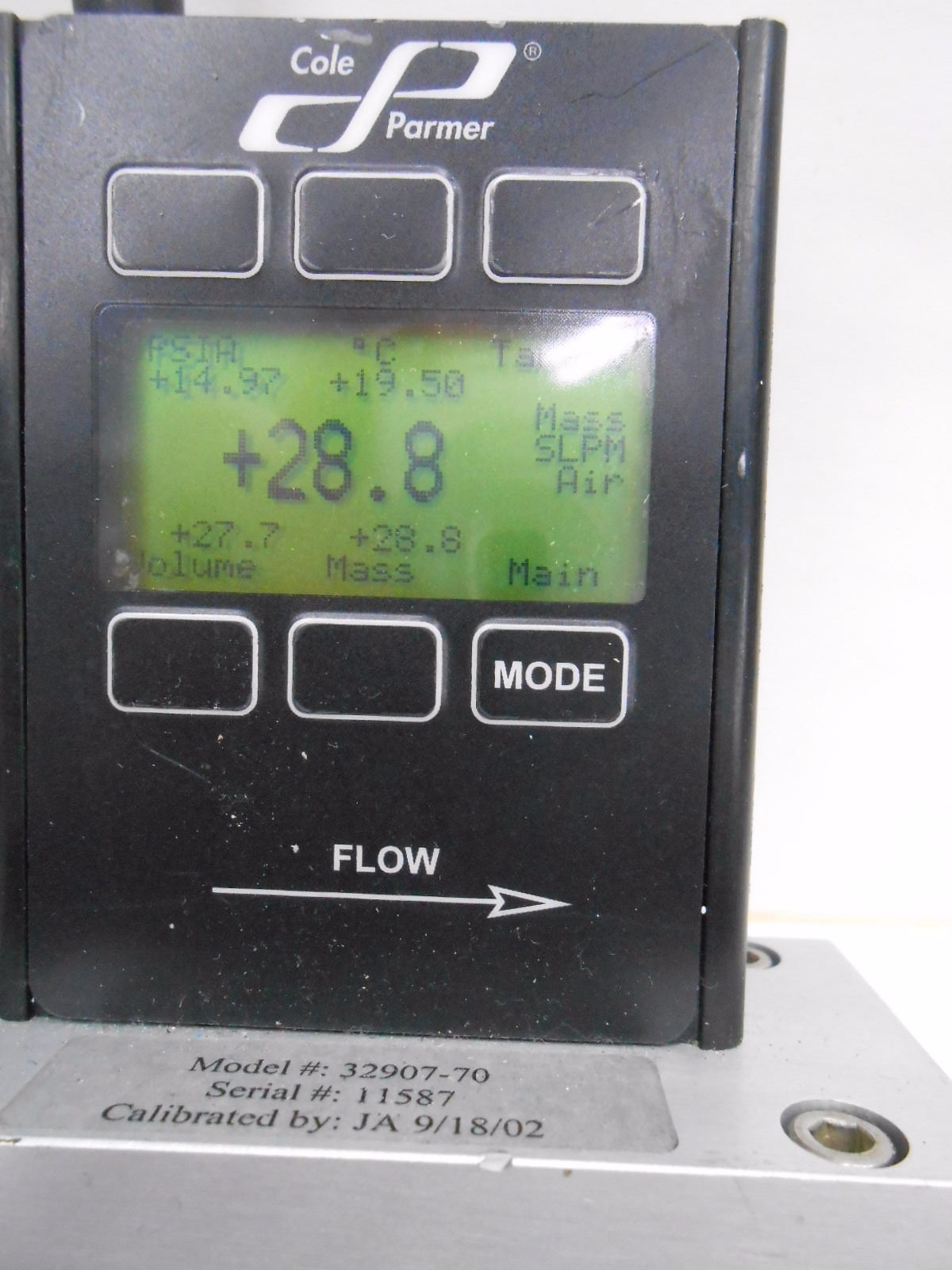 COLE PARMER 32907-70 M-100SLPM-D 0-100L/MIN DIFFERENTIAL PRESSURE MASS ...