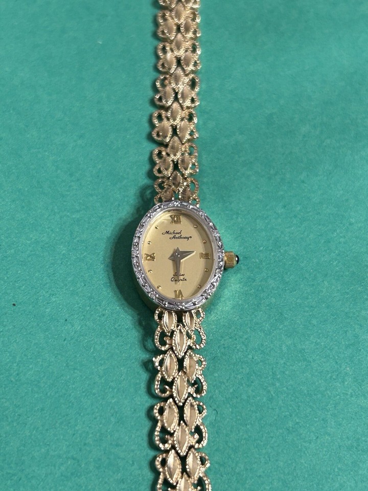 Michael Anthony 14K Gold Swiss Quartz Ladies Watch, 6 1/2 Inches 14.8 ...