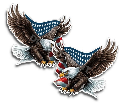 Eagle Flying Patriotic American Flag Proud America Vinyl DECALS C33001 ...