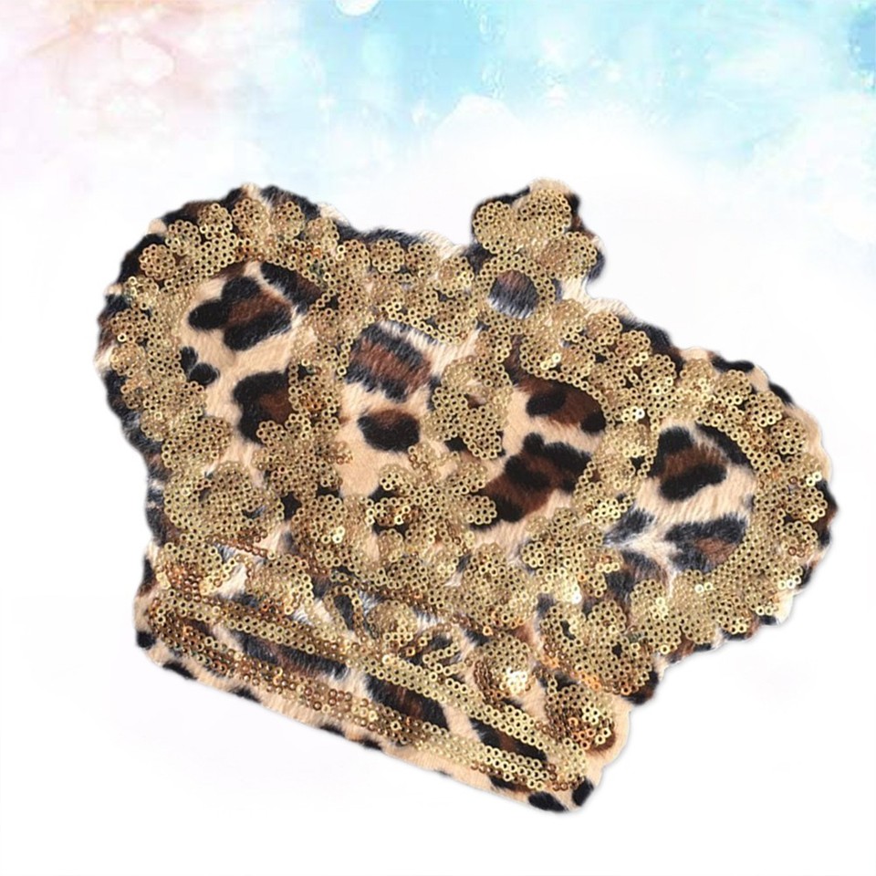 Leopard Crown Patch Clothing Embroidery Sequin Patch Sewing Patches ...