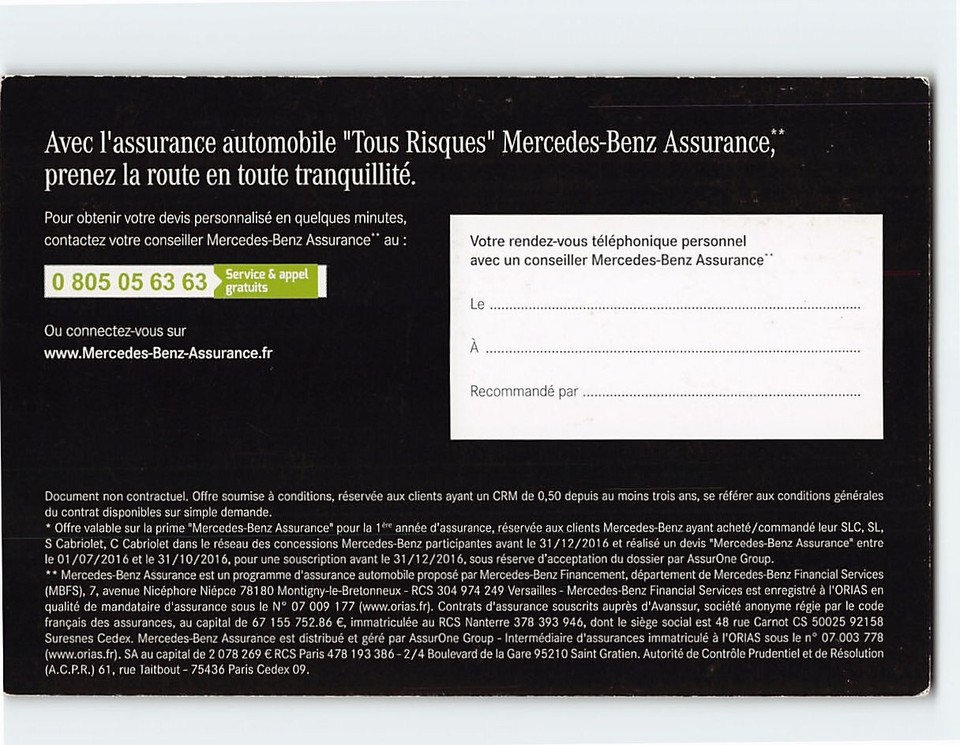 Postcard Mercedes-Benz Assurance | eBay