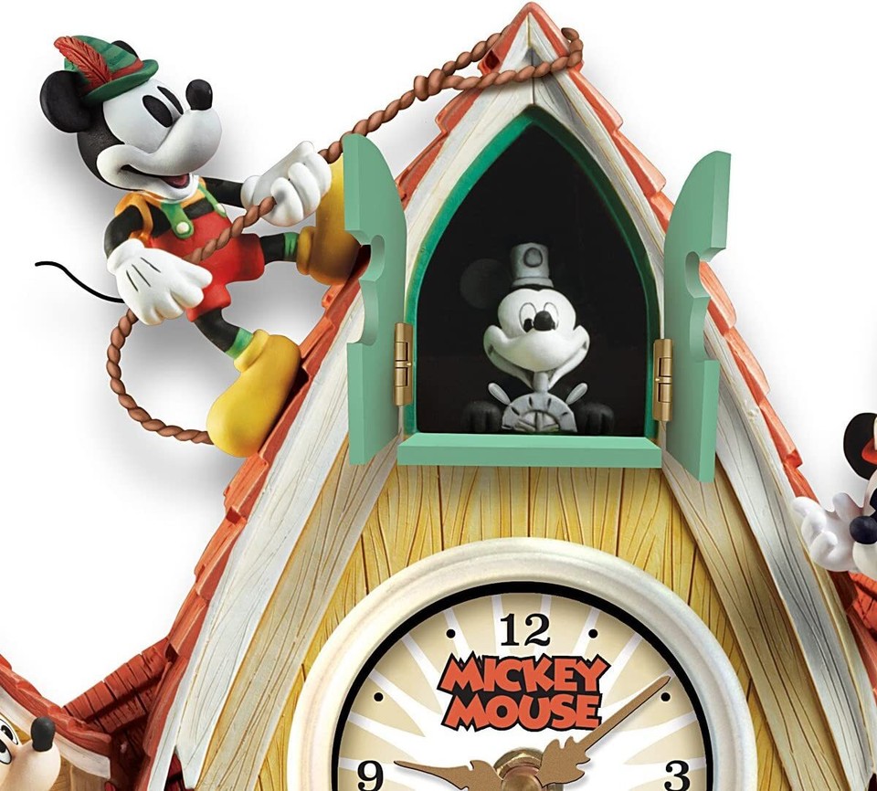 Disney Mickey Mouse Through The Years Cuckoo Clock with Lights Music ...