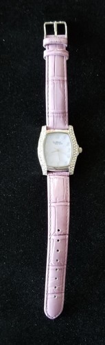 Sutton NY Silver Tone Watch SN3215 Purple MOP Dial & Leather Band New ...
