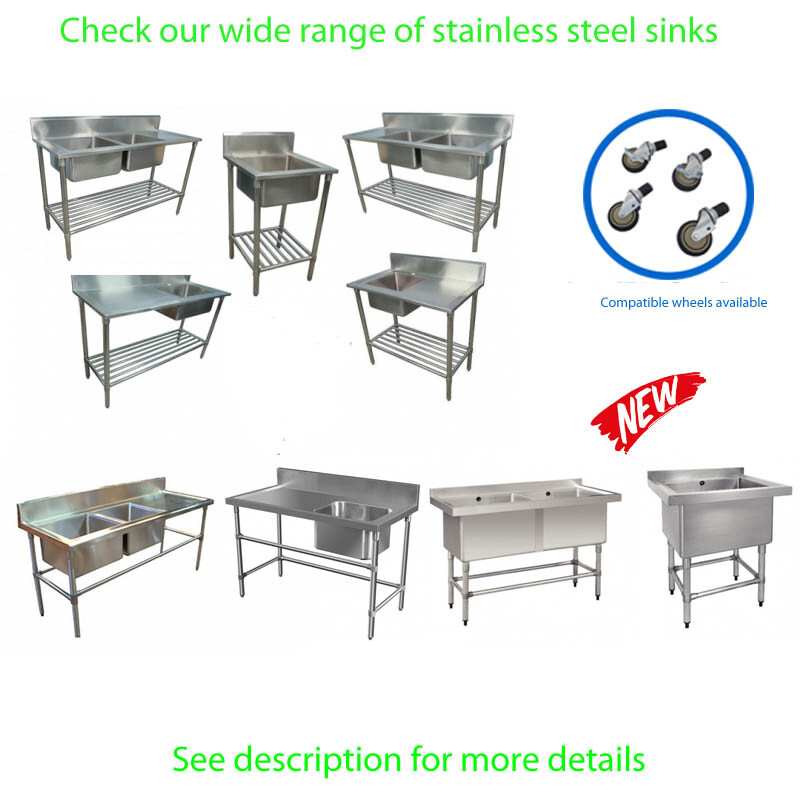 1200 x 390mm STAINLESS STEEL 304 FOOD PREP NARROW WORK BENCH KITCHEN ...