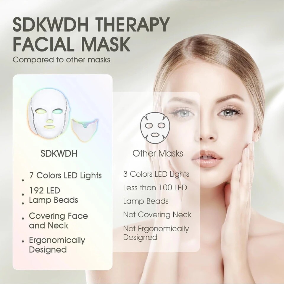 Omniglow LED Face & Neck Mask, Red Light + Microcurrent Therapy Mask | eBay