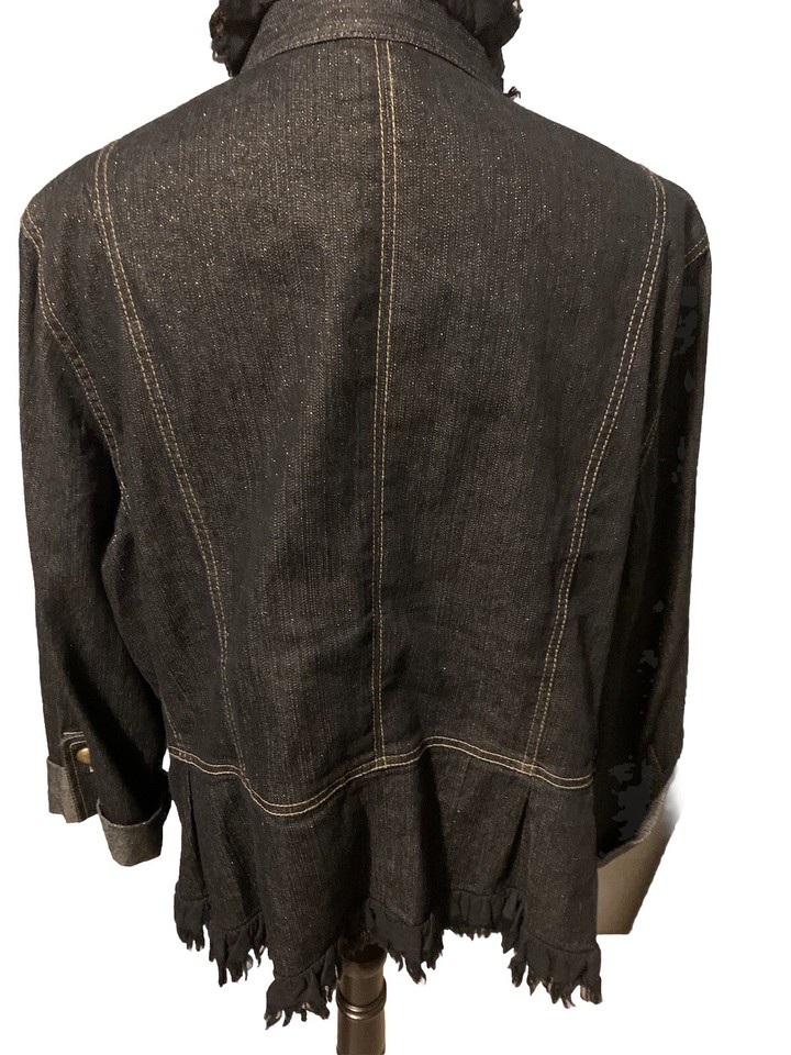 Ruby Red Jacket WOMENS Denim Look W Glitter Double Breast Hook Eye ...