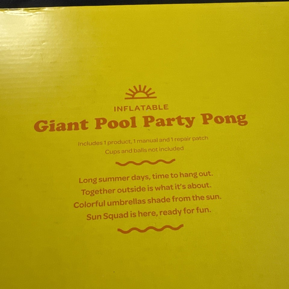 Sun Squad Inflatable Giant Pool Party Pong Float 6' Long Water Game Toy ...