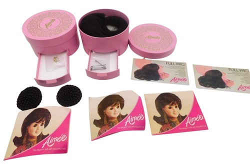 Set of VIntage Hasbro Aimee Doll Hair Wig Pink Cases Pamphlets 1972 | eBay