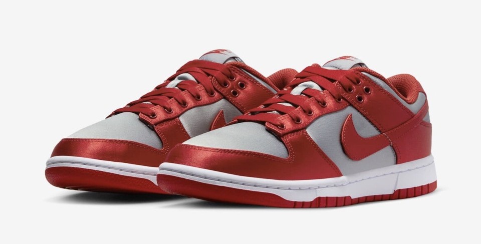 Nike Dunk Low Varsity Red Medium Grey UNLV Satin Womens Size 7.5W ...