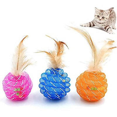 Cat Toy Balls, Interactive Cat Balls with Feathers and Bell Inside ...