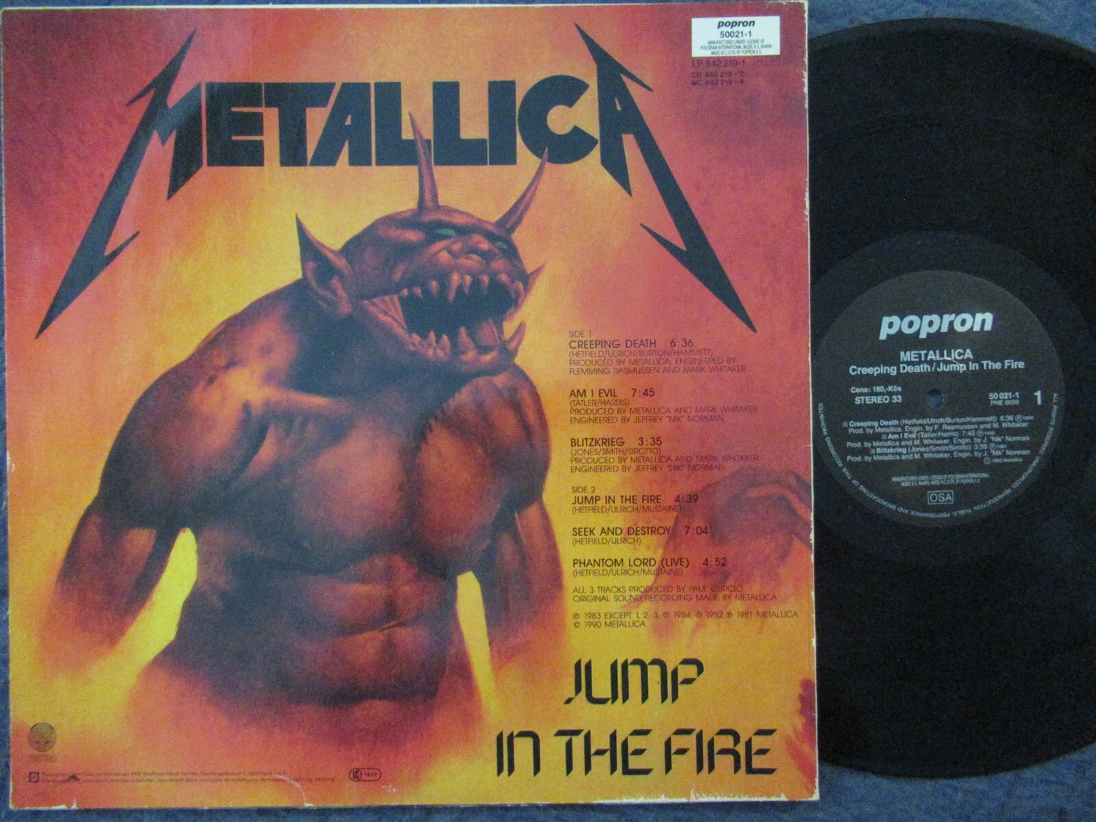 METALLICA Creeping Death .../ LP Czechoslovakia 1990 POPRON 50021-1 ...