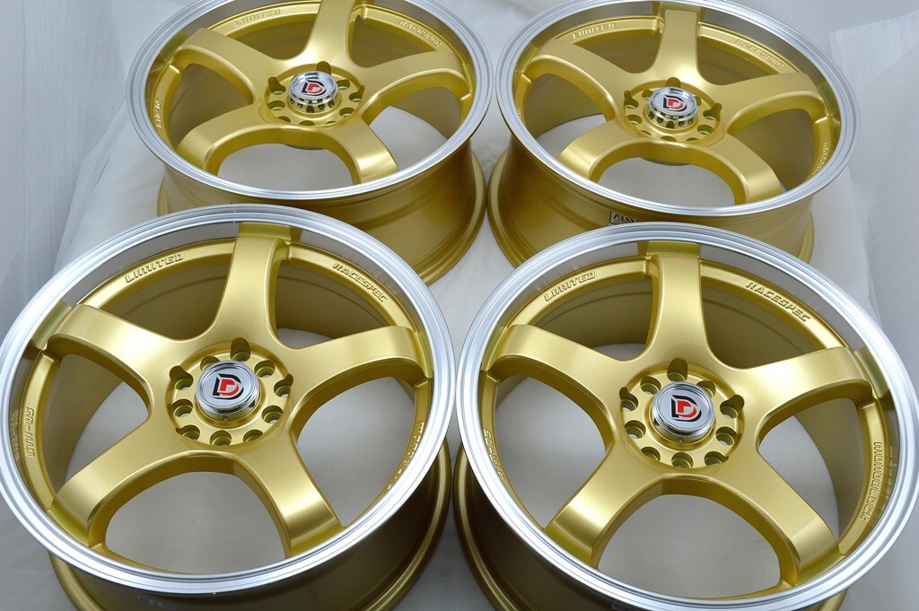 Set of 4 New 17x7.5 DDR Fuzion Gold/Polished Lip 17" Wheels Rims 5x100 ...