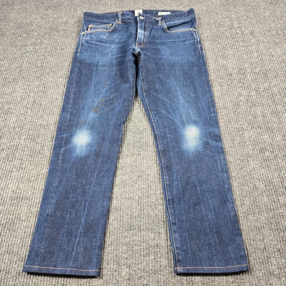 Hiroshi Kato Jeans Mens 34 Blue Indigo The Pen Slim Selvedge Grunge Zip Fly | eBay