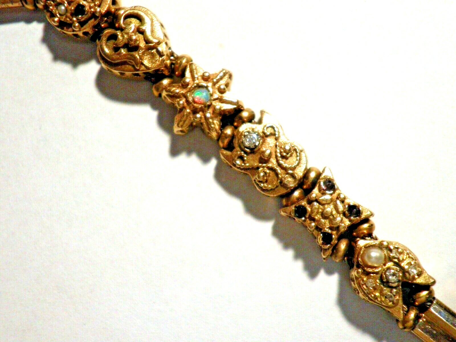 Antique Slide Bracelet Watch SOLID 14K Slides 7" L 14KGF Manual Wind ...