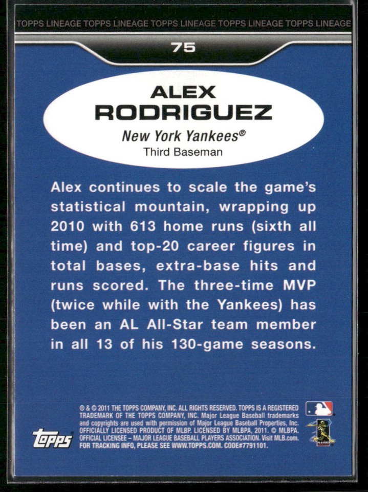 2011 Topps Lineage #75 Alex Rodriguez | eBay