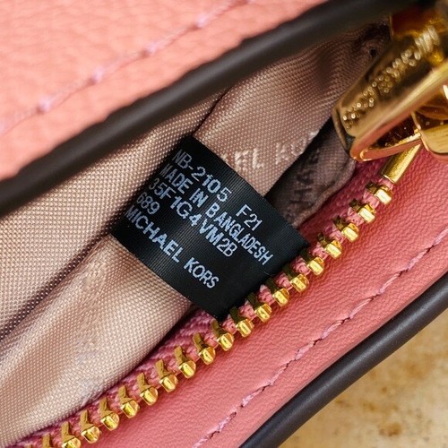 Michael Kors Avril Small Top Zip Satchel Brown /Sunset Rose Pink Wallet ...