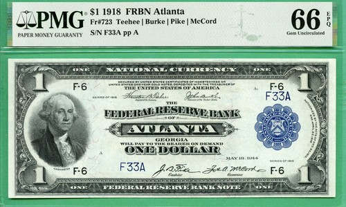 LOW TWO DIGIT SERIAL - D 33 A - 1918 $1 FRBN - PMG GEM 66 EPQ - Fr 723 ...