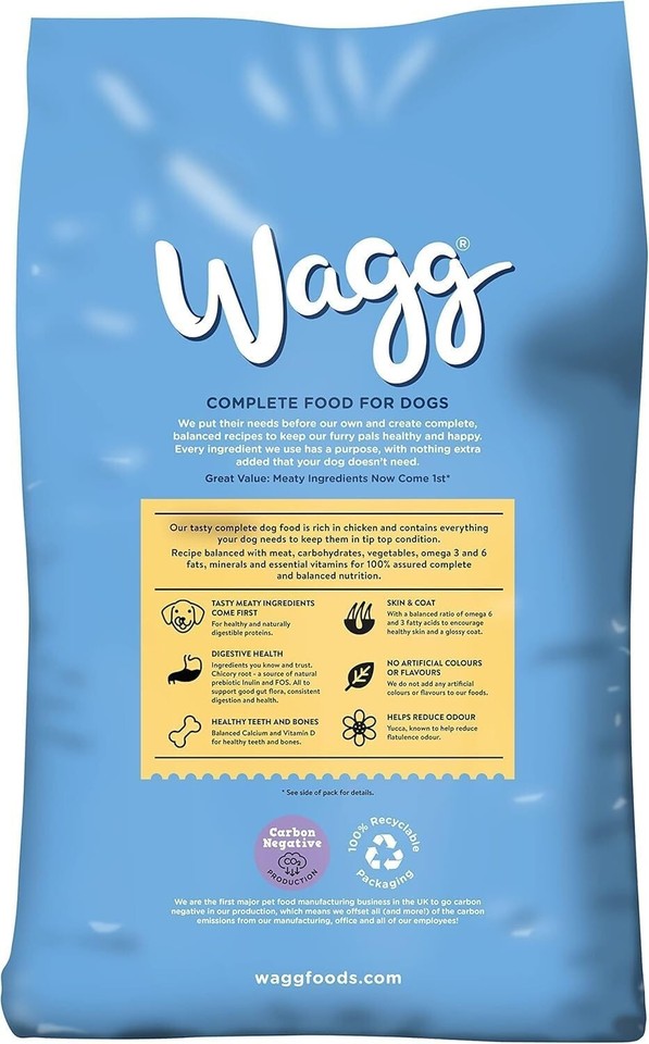 Wagg - Complete Dry Adult Dog Food - Chicken Dinner - Meaty Goodness ...